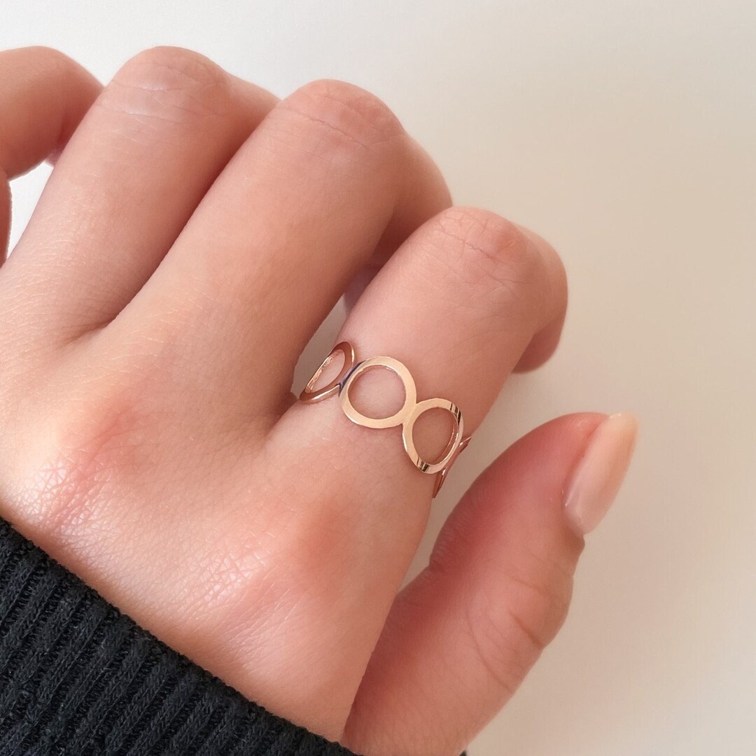 Open Circle Link Ring 14K Solid Gold Minimalist Ring Classic Simple ...