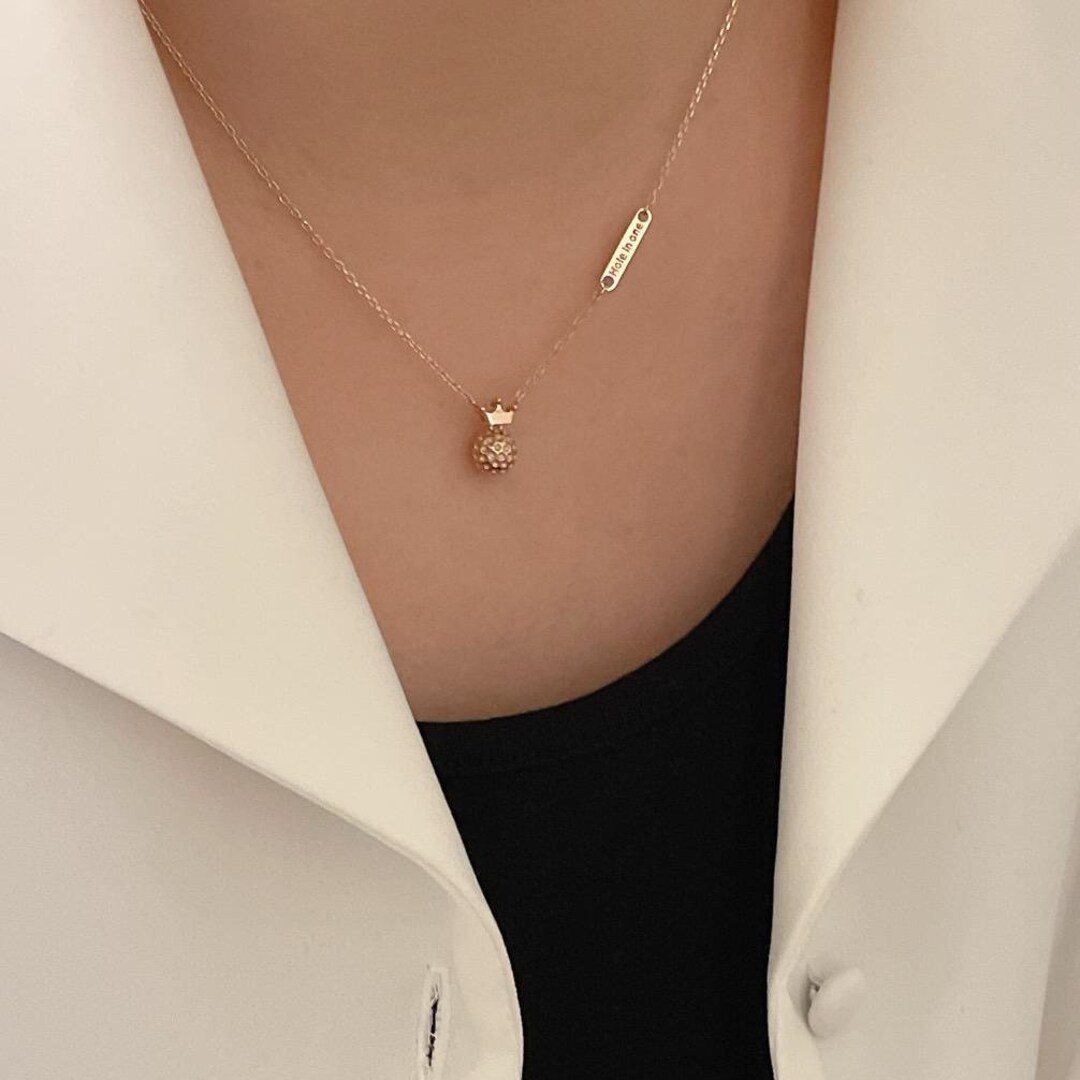 14K Solid Gold Golf Ball Necklace Golf Ball Charm Necklace Dainty ...