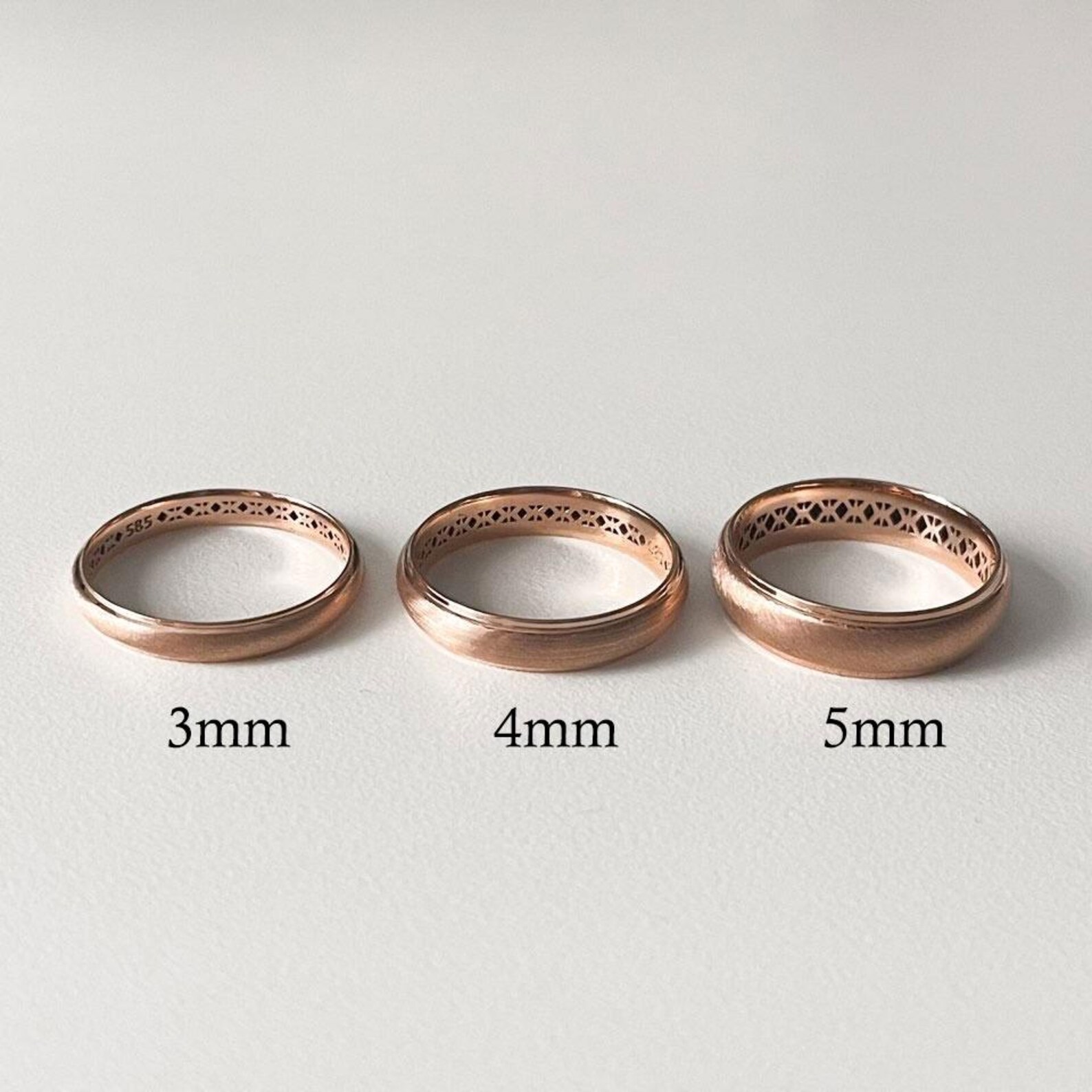 14K Solid Gold Brushed Satin Finished Band Gold Matt Finish Plain Ring ...