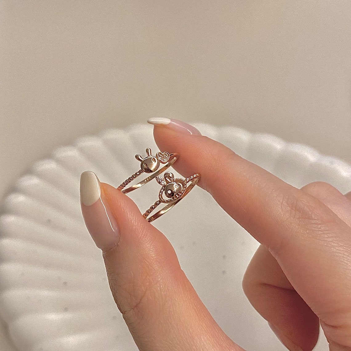 14K Solid Gold Bunny Ring Gold Rabbit Ring Animal Ring Bunny Pet Animal ...