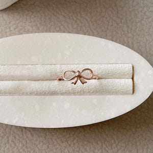 14K Solid Gold Bow Ring Minimalist Rings Classic Little Bow Ring ...