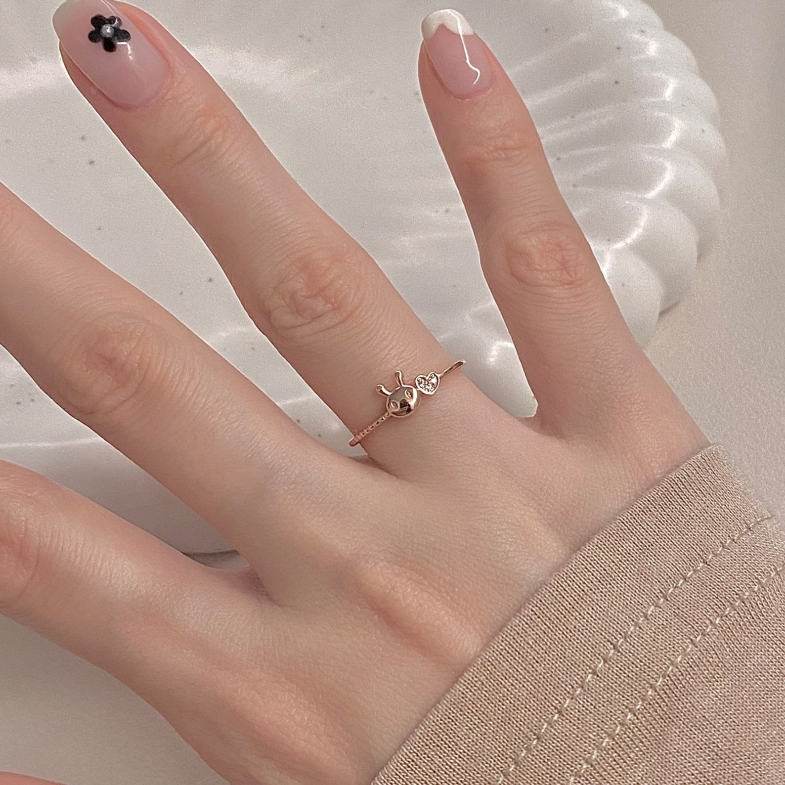14K Solid Gold Bunny Ring Gold Rabbit Ring Animal Ring Bunny Pet Animal ...