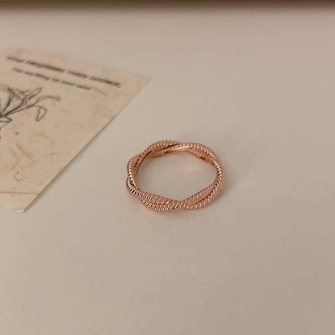 Rope Twisted Ring 14K Solid Gold Women Dainty Ring Layering Stacking ...
