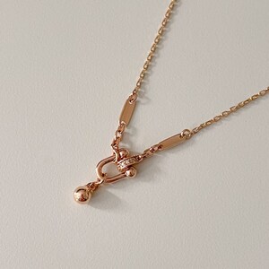 14K Solid Gold Shackle Chain Necklace Ball Dangle Charm Necklace Choker ...