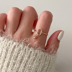 14K Solid Gold Ball Charm Ring Minimalist Dangle Ring Daily Ring Free ...