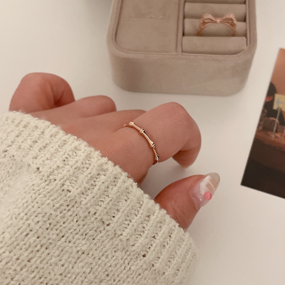 Gold Bamboo Ring 14K Solid Gold Minimalist Rings Daily Ring Simple Ring ...