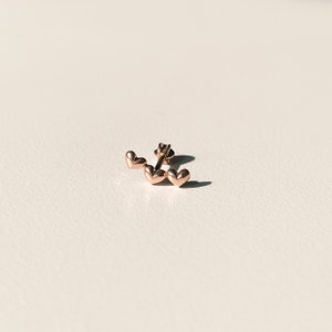 14k Solid Gold Minimalist Star Piercing Screw Back Love Heart Piercing ...