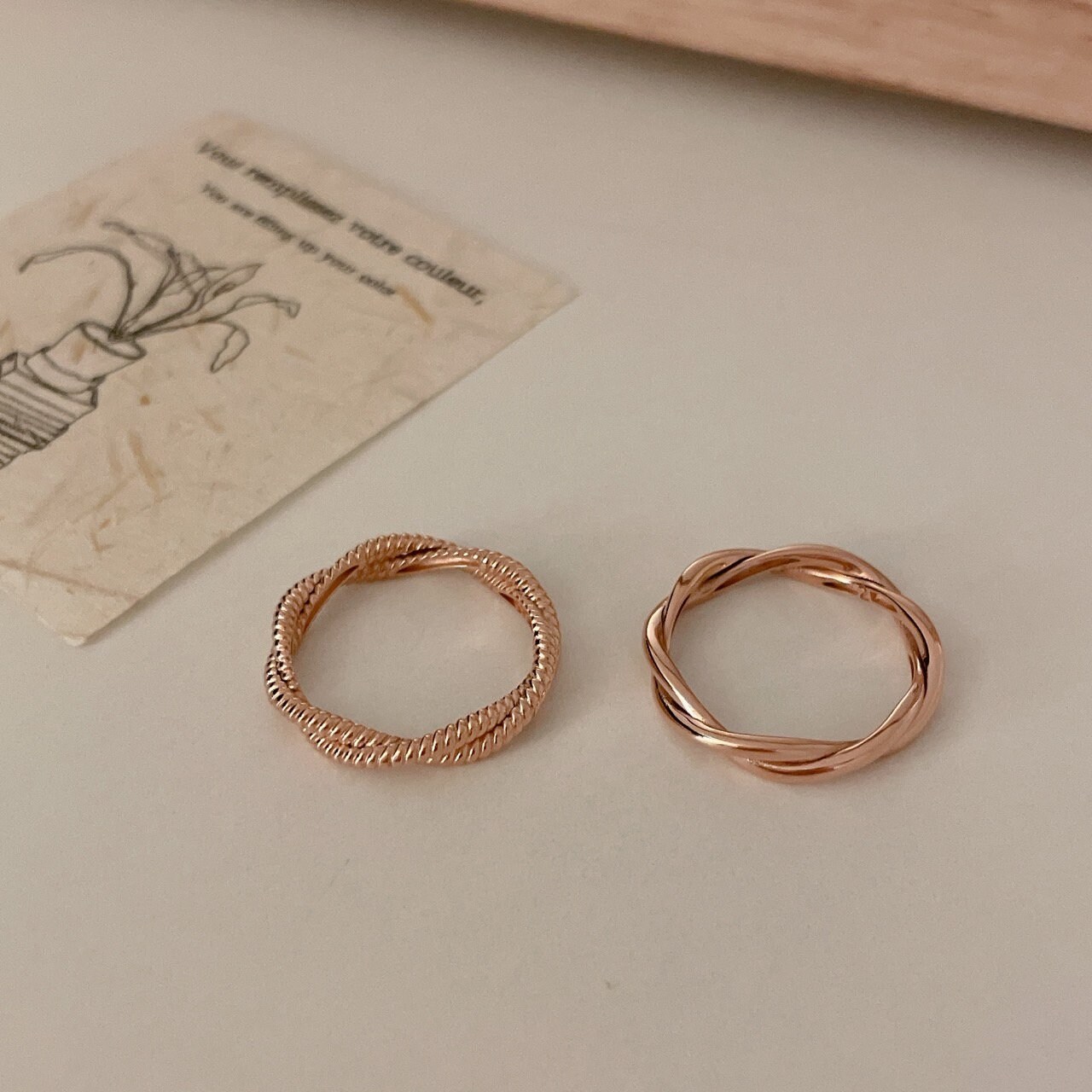 Rope Twisted Ring 14K Solid Gold Women Dainty Ring Layering Stacking ...