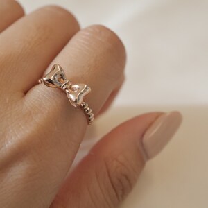 Gold Bow Ring 14K Solid Gold Minimalist Rings Delicate Ring Work Simple ...
