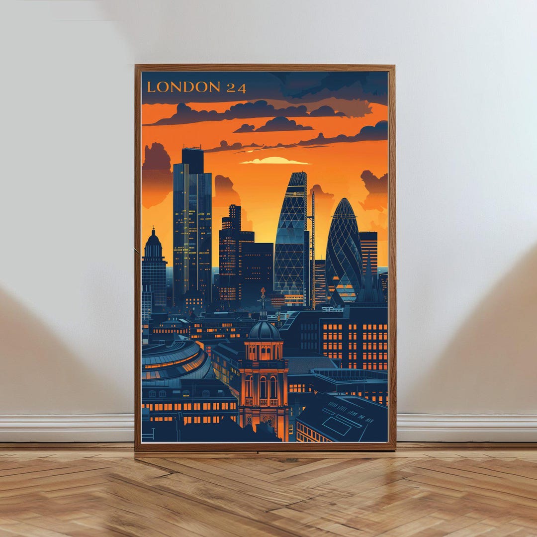 London Cityscape Wall Art, London Skyline Poster, Modern London Artwork ...