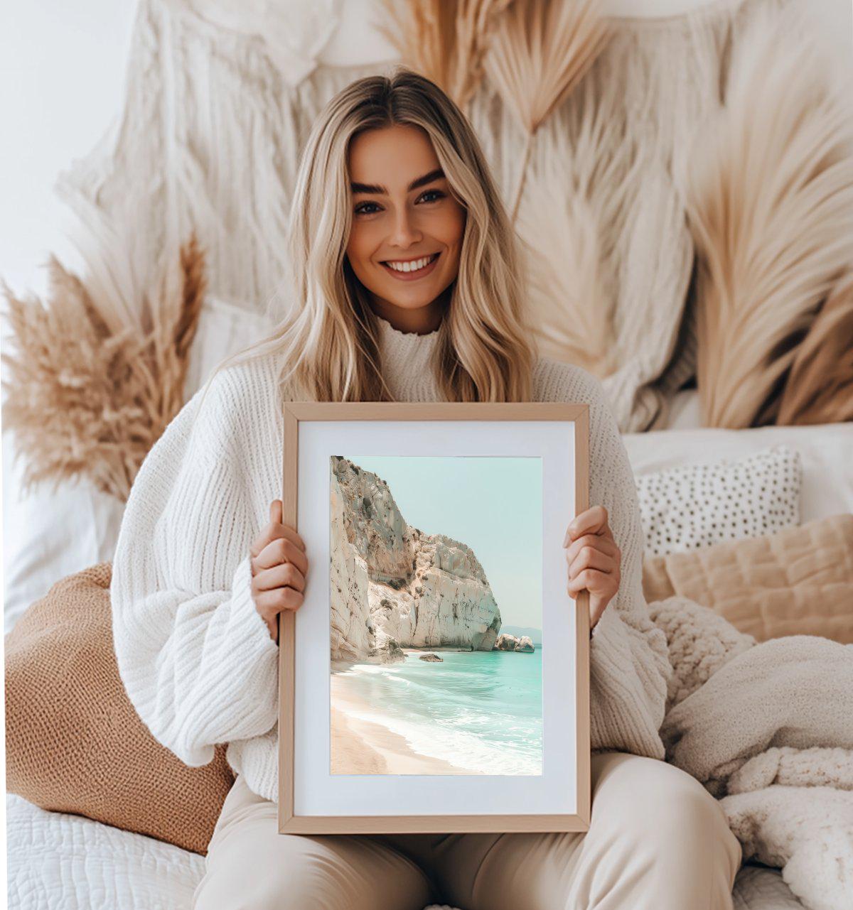Coastal Cliffside, Beach Wall Art, Tranquil Ocean Scene, Nature ...