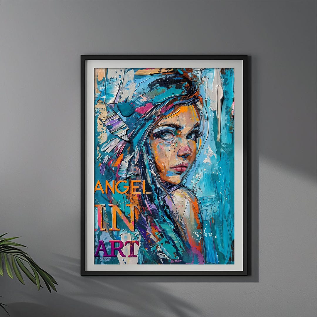 Modern Angel in Art Portrait Altered Art Poster Vintage Upcycled Wall ...