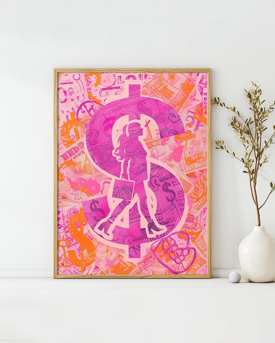 Pink Dollar Sign Art Poster Vintage Upcycled Wall Art Funny Sayings ...