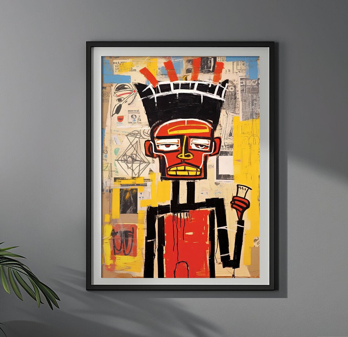Stoic Figure With Expressive Eyes Jean Michel Basquiat Styl Poster ...