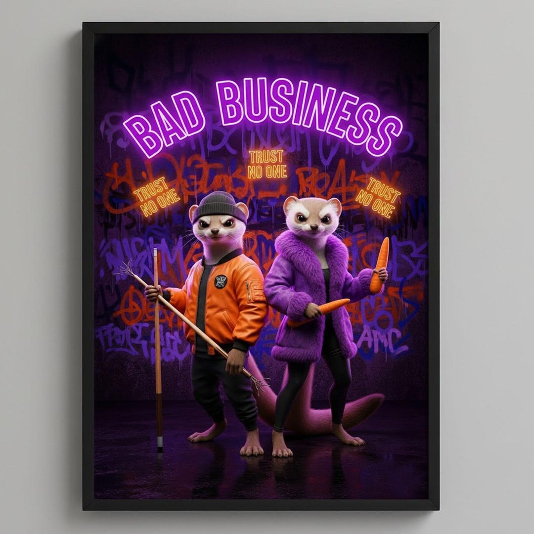 Street Art Weasels Neon Gangs - Urban Fables Street Art Comic Poster ...