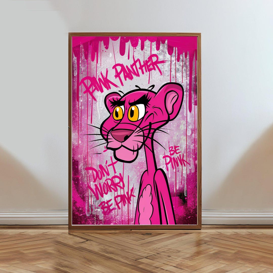 Pink Panther Digital Art Print, Pink Panther Wall Art, Cartoon ...