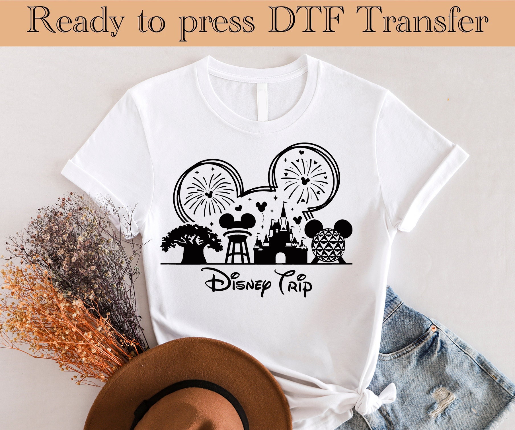 Disney Trip DTF Transfer Sheet Disney Dtf Transfer Cartoon Castle Heat ...