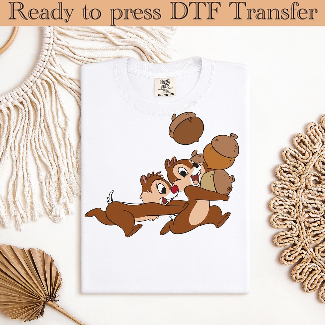 Cute Disney Chip ‘n Dale Chipmunks Acorn Run DTF Transfer, WDW Magic ...