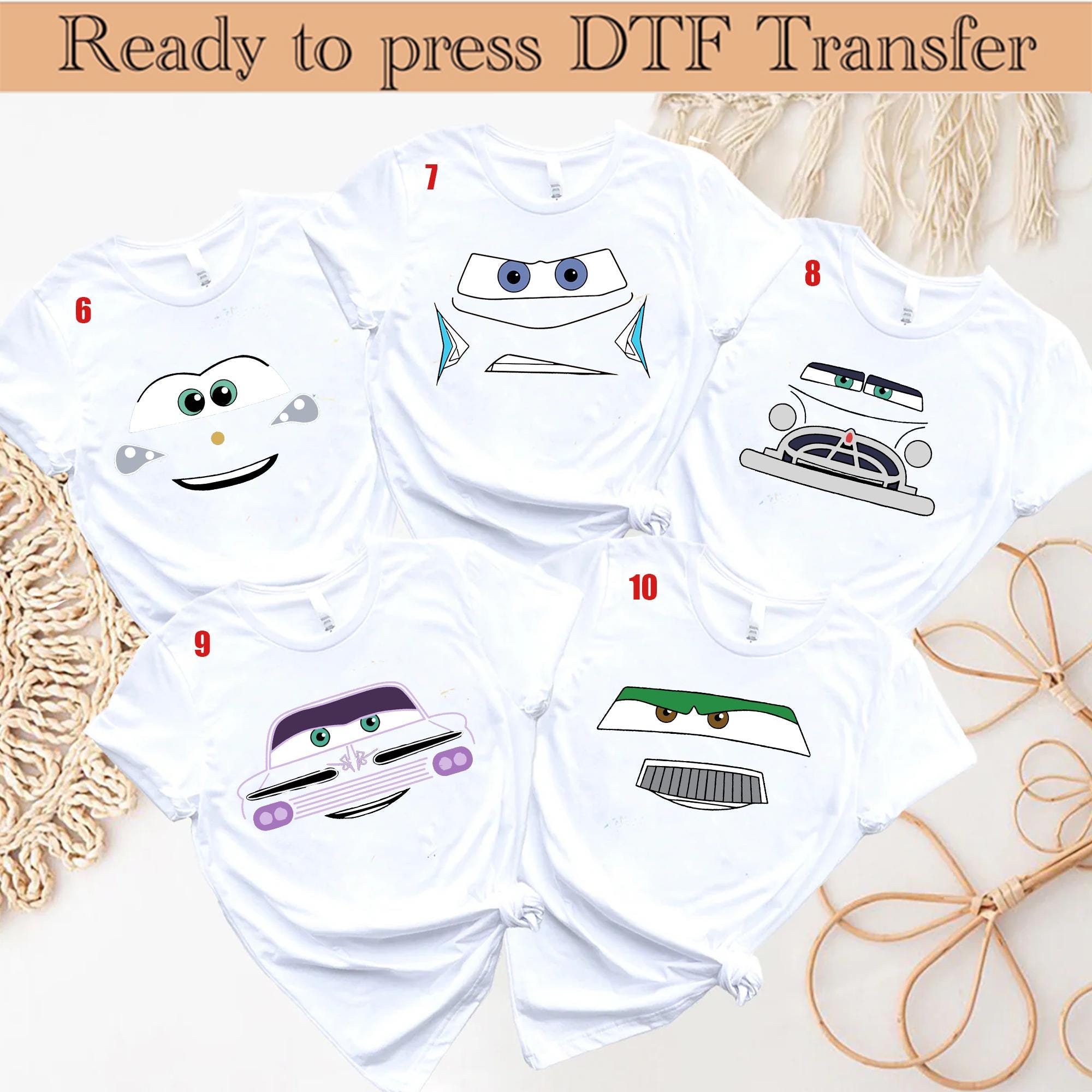 Cars Characters Face DTF Transfer, Cars Dtf, Lightning Mcqueen Dtf ...
