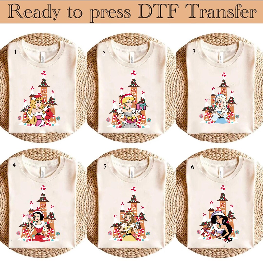 Disney Princess Castle Christmas Dtf Transfer,ready to Press Disney ...