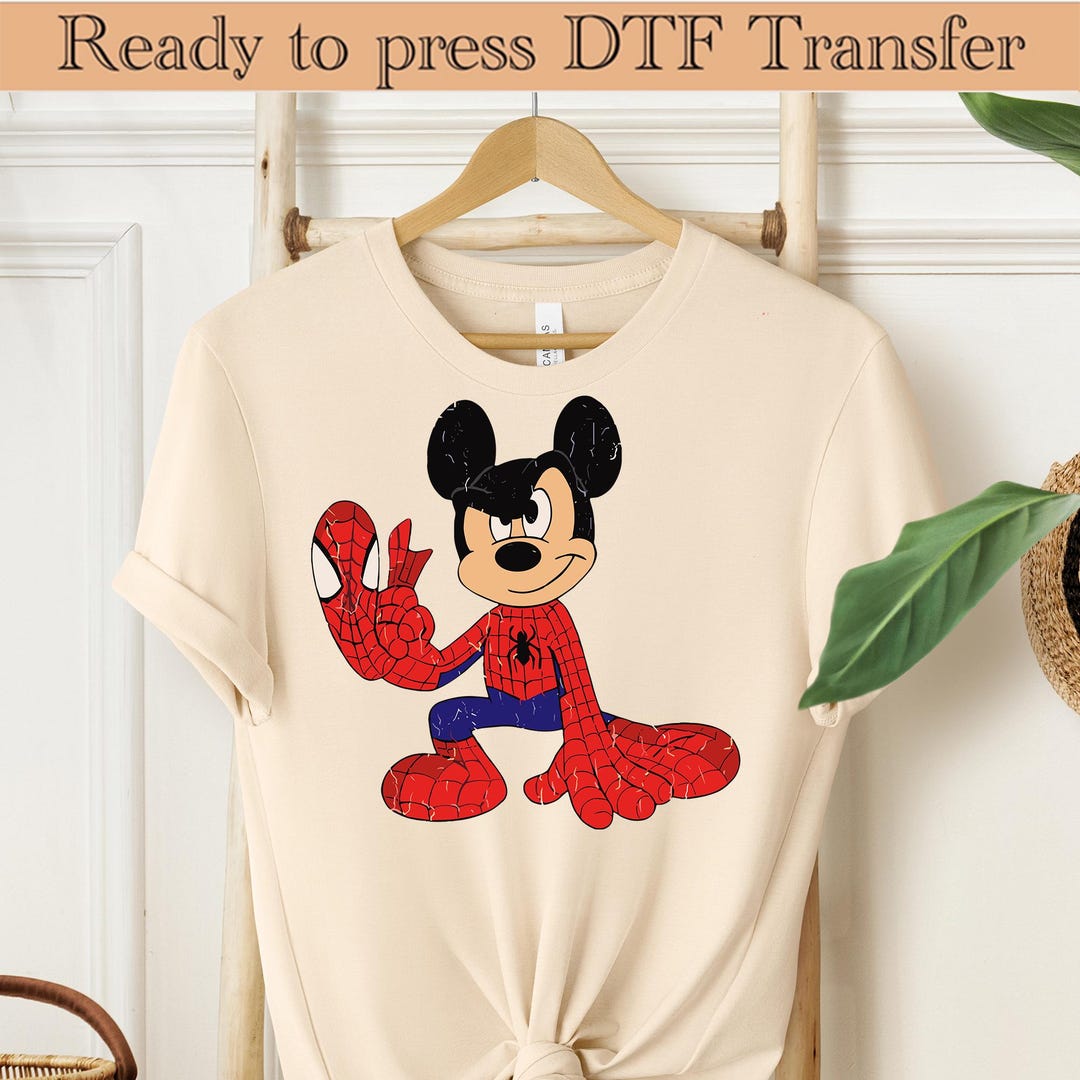 Funny Disney Mickey Mouse Custom Marvel Spider Man Retro DTF Transfer ...