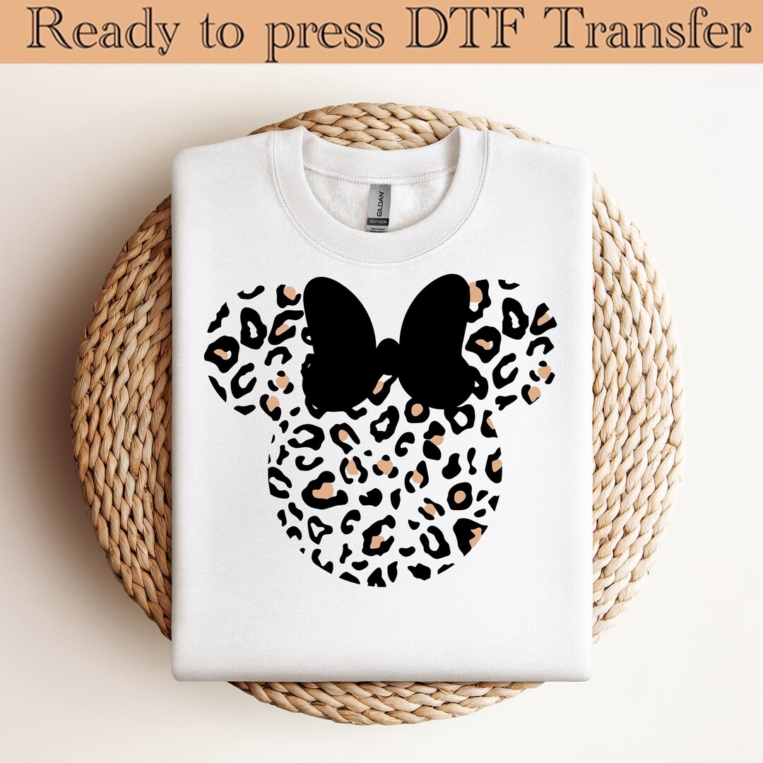 Leopard Print Minnie Mouse DTF Transfer, Cute Disney Mom DTF, Leopard ...