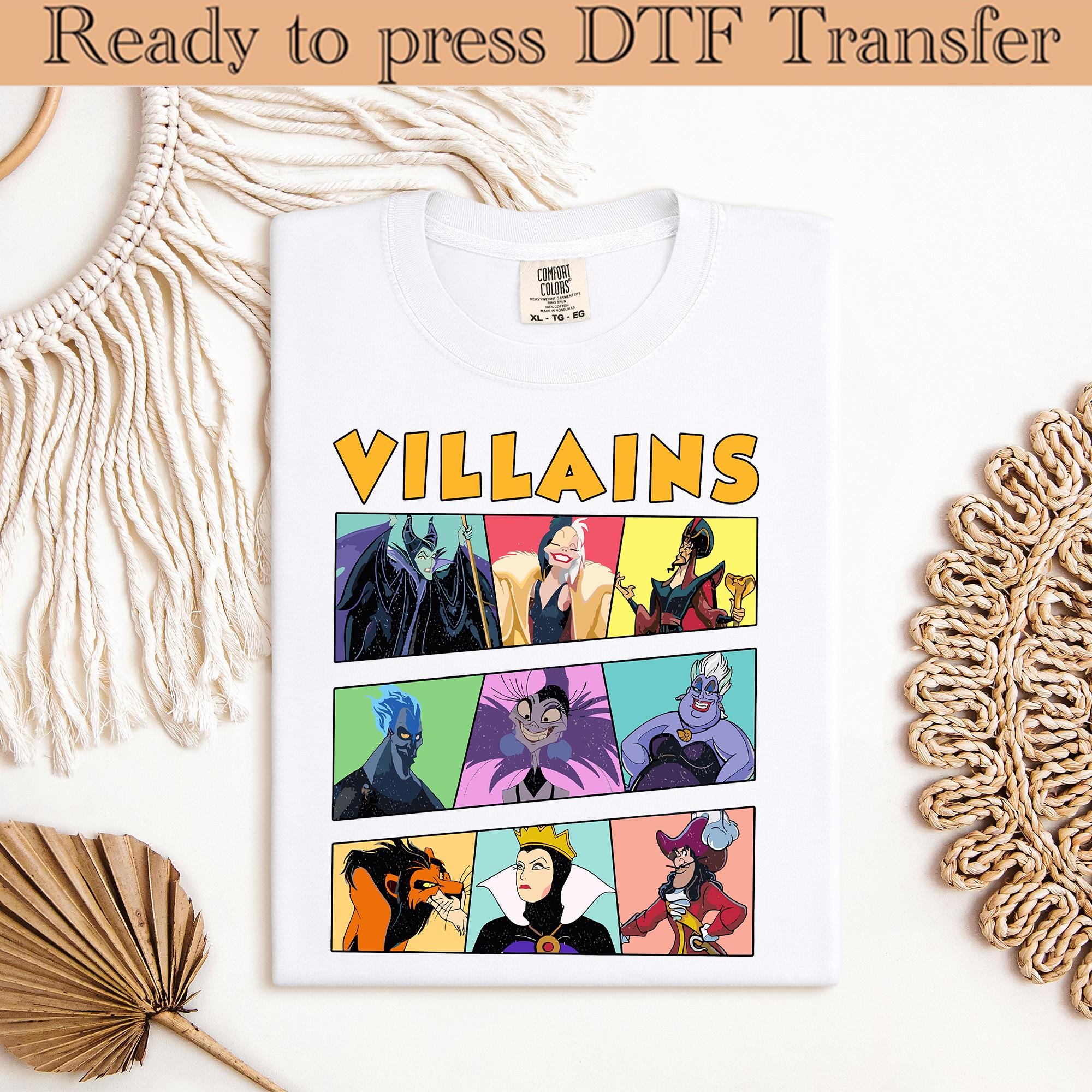 Disney Villains Bad Girls Bad Guys Retro Panel Dtf Transfer, Maleficent ...