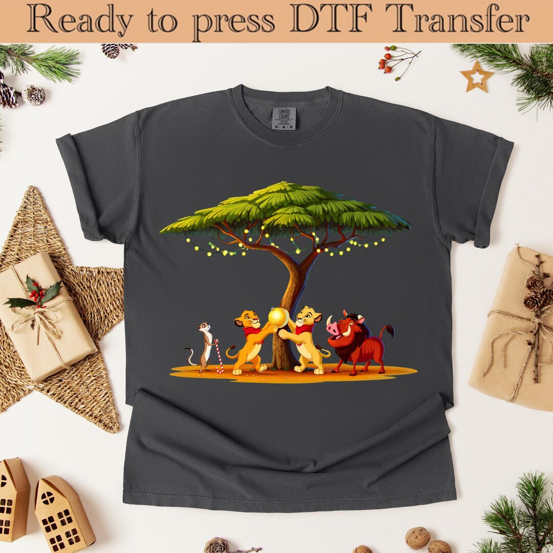 Lion King Christmas DTF Transfer, Jungle Holiday Print, Simba and ...