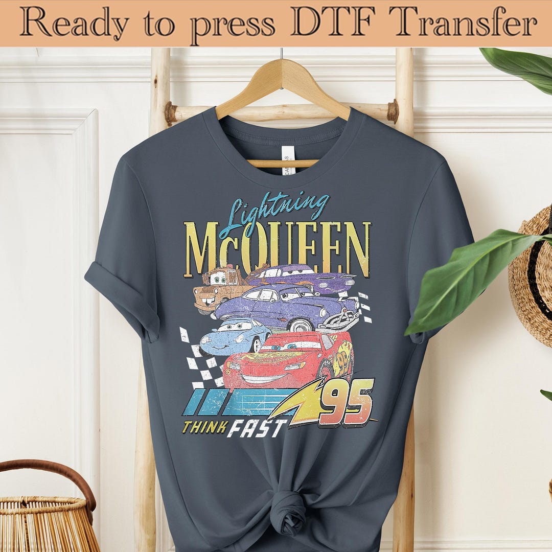 Retro Lightning Mcqueen DTF Transfer, Rusteze Cars Transfer, Piston Cup ...