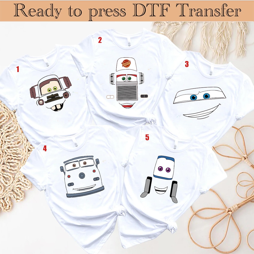 Cars Characters Face DTF Transfer, Cars Dtf, Lightning Mcqueen Dtf ...