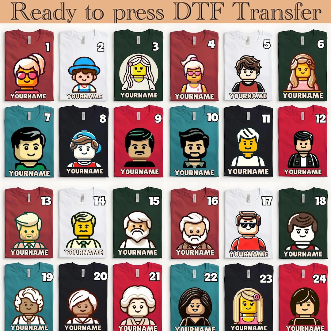 Custom Matching Building Bricks DTF, Personalized Building Blocks DTF ...