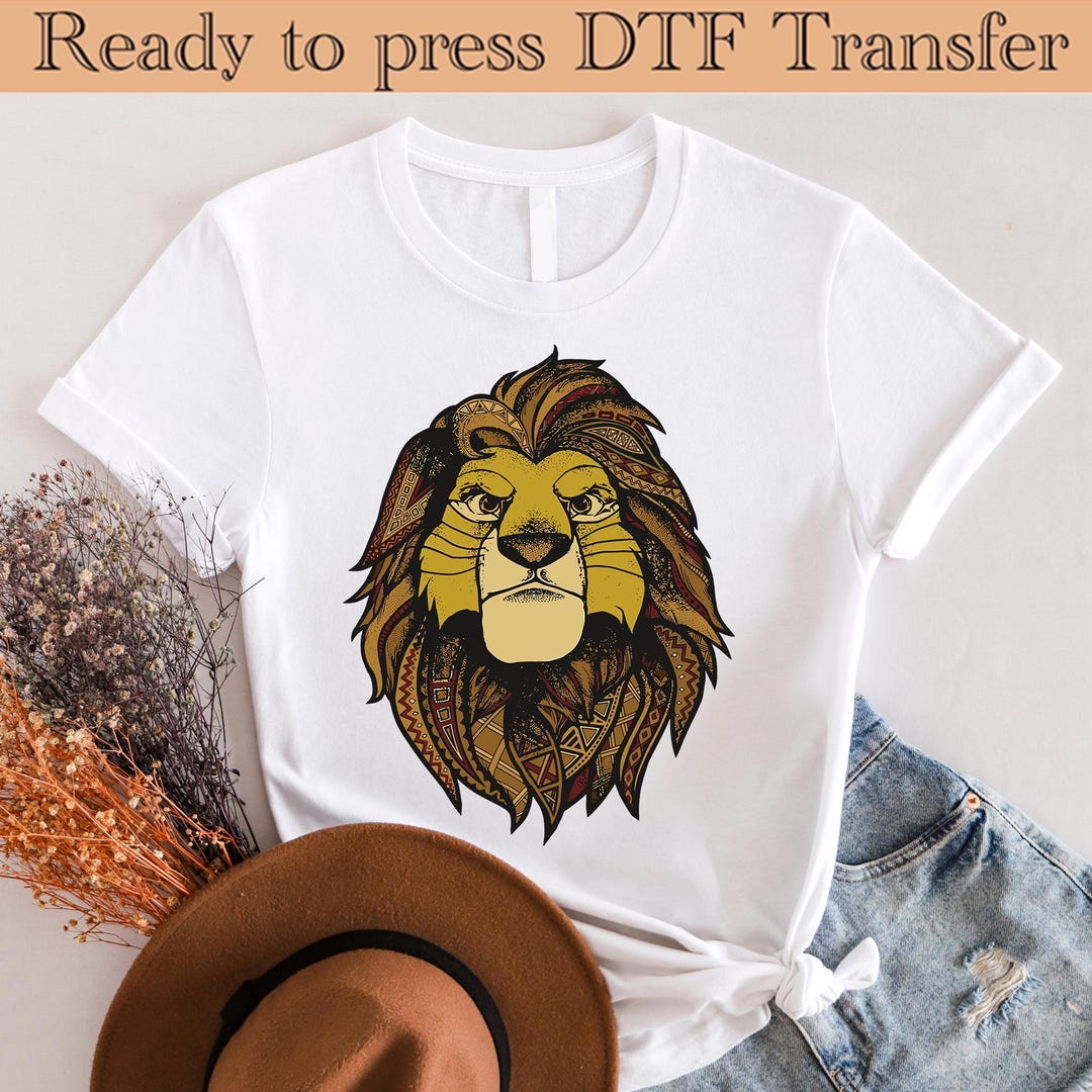 Lion DTF Transfer, Roaring Lion DTF, Ready to Press Lion Face DTF ...