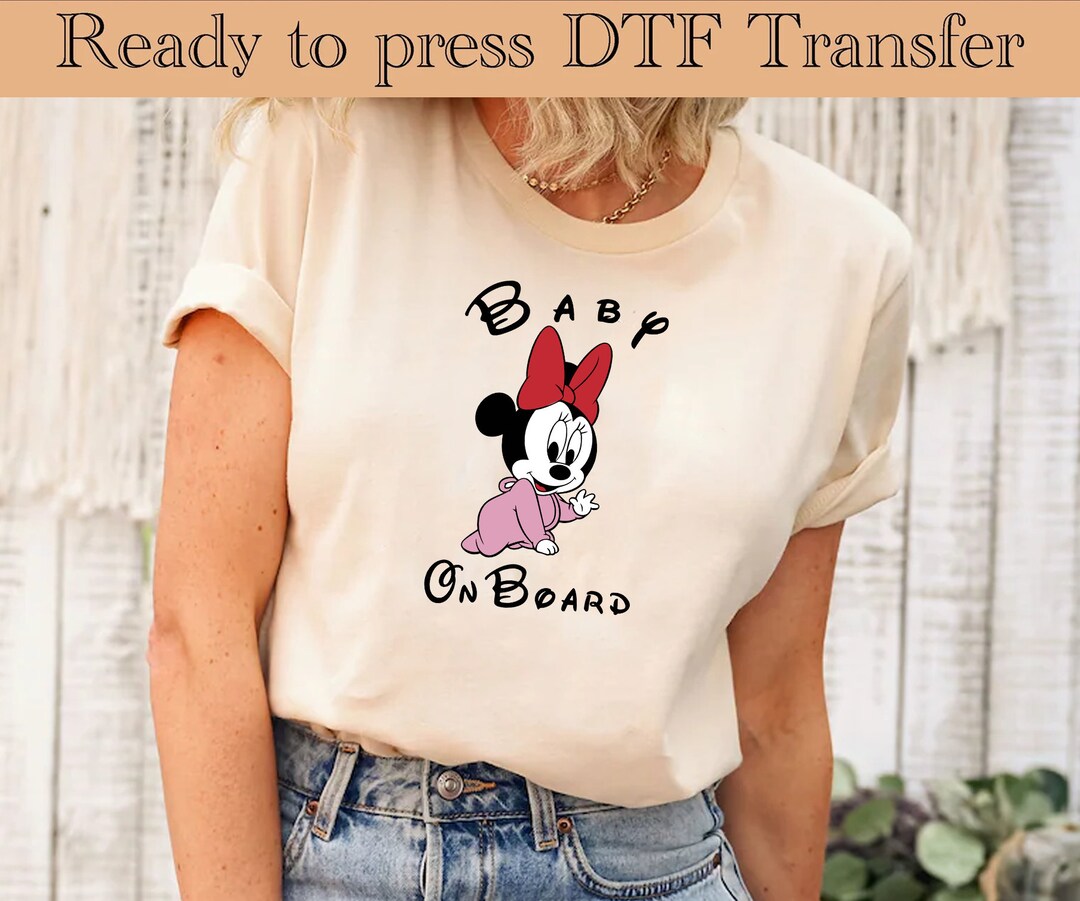Minnie BABY DTF Transfers, Minnie Dtf , Baby on Board Dtf,heat Press ...