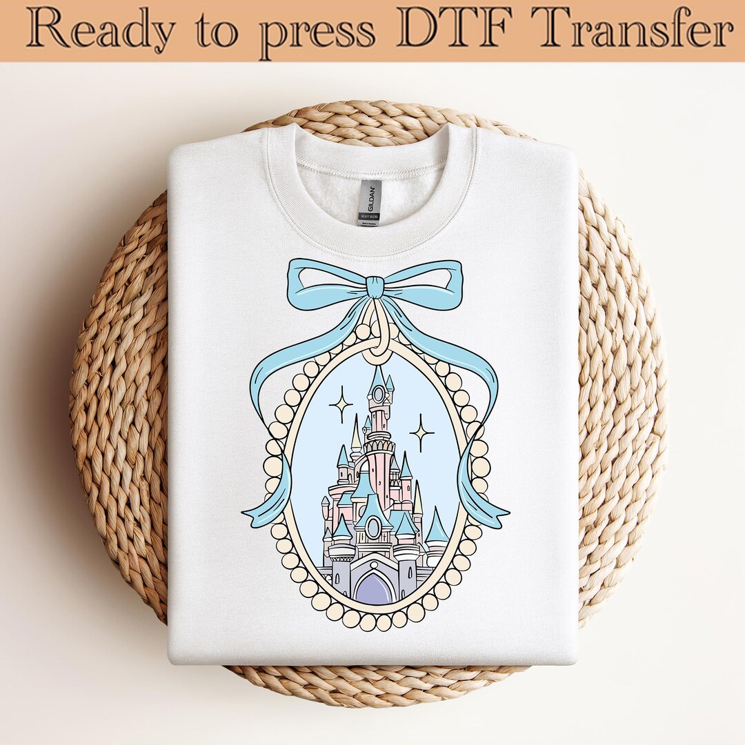 Disney Magical Castle With Blue Coquette DTF Transfer,magic Kingdom Dtf ...