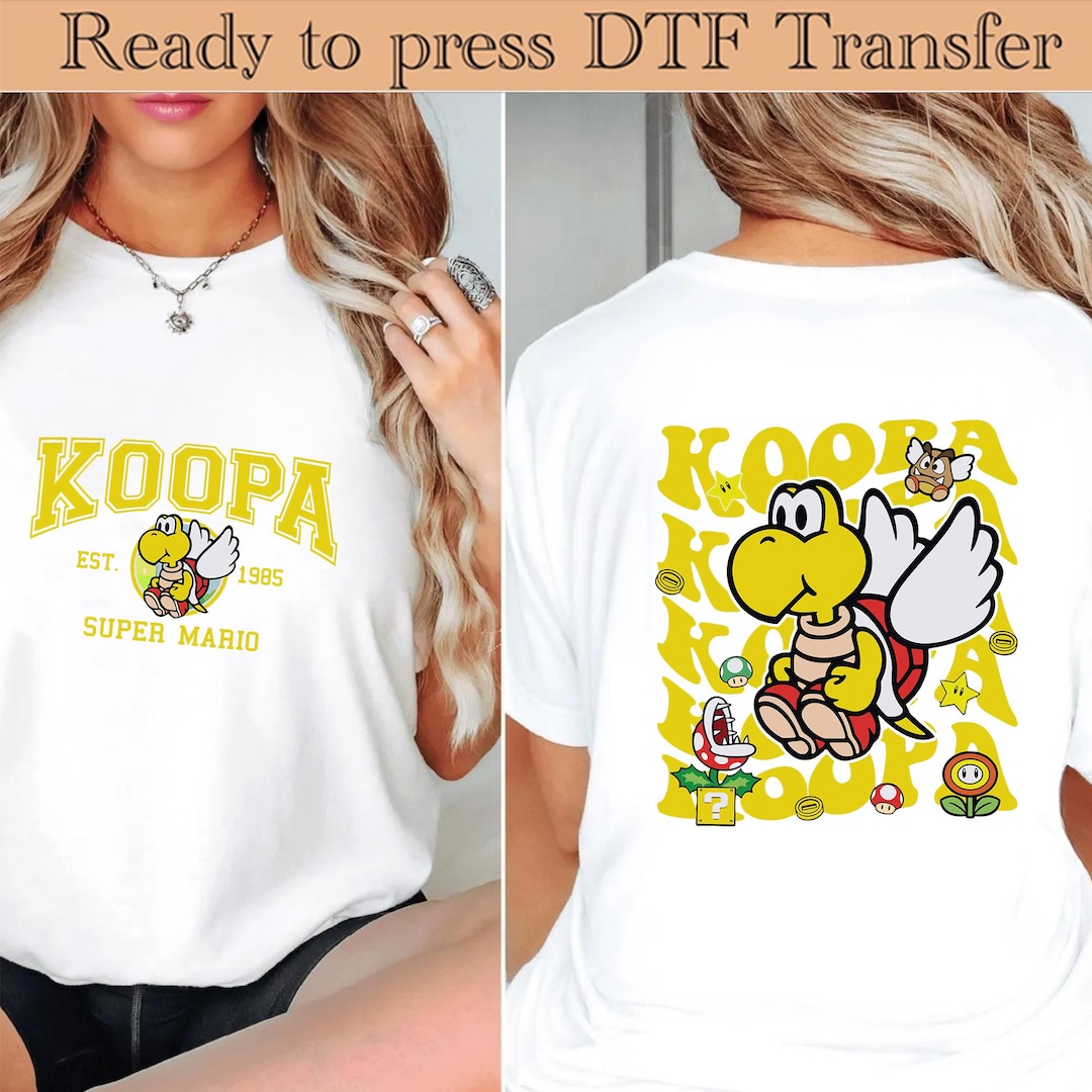 Koopa Troopa Super Mario DTF Transfer - Retro Nintendo Iron on Print ...