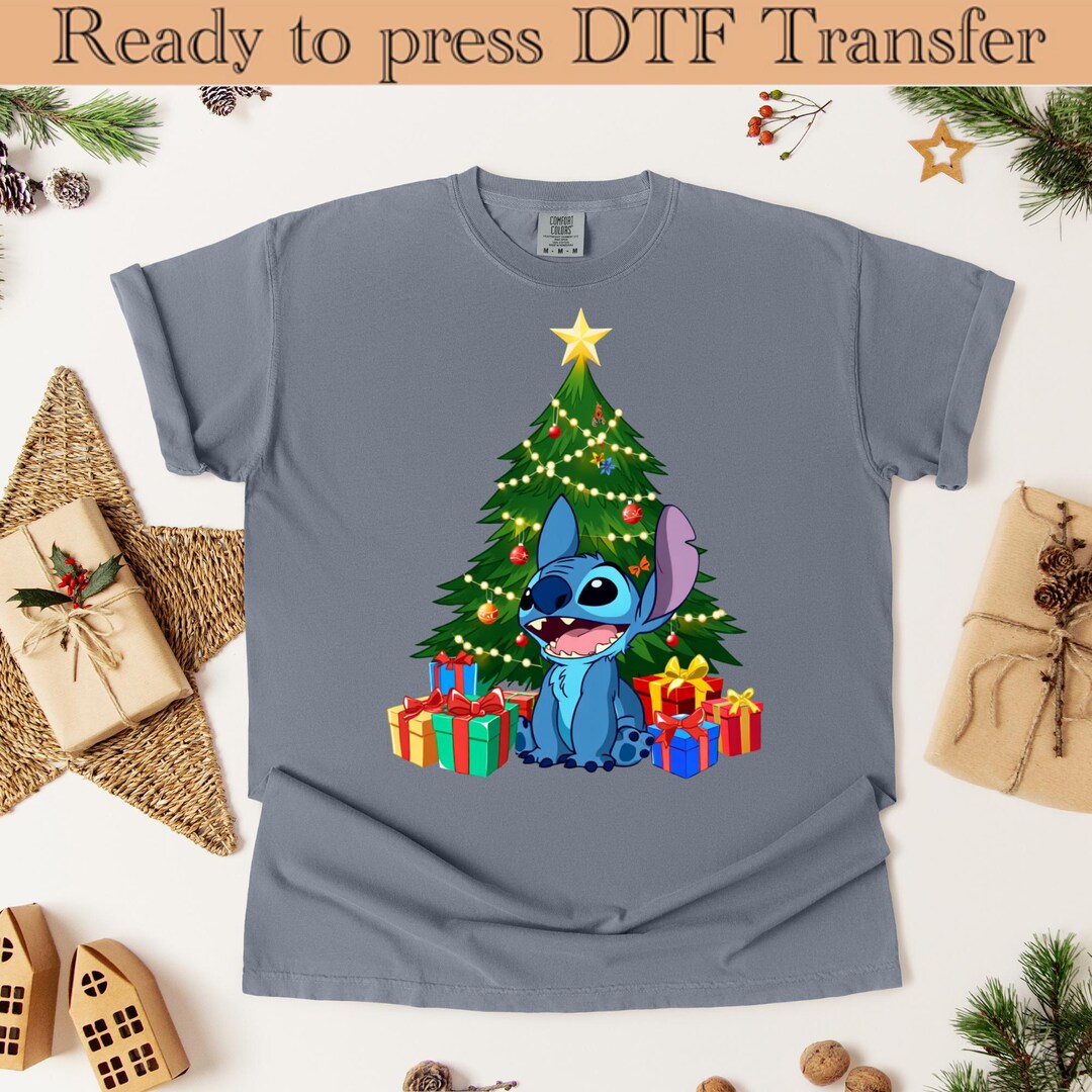 Stitch Christmas Tree, Holiday Stitch Transfer, Cute Xmas Gifts DTF ...