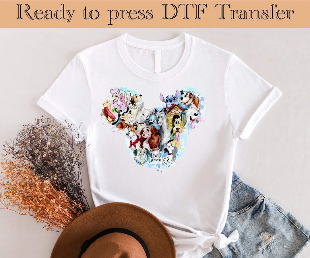 Disney Dogs DTF Transfer, Cartoon Dog Collage Iron on Print, Pluto ...