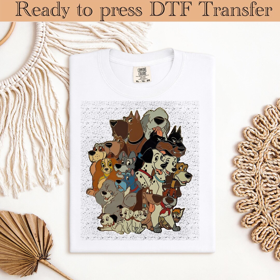 Disney Dogs DTF Transfer – Group of Classic Cartoon Dogs Iron on Design ...