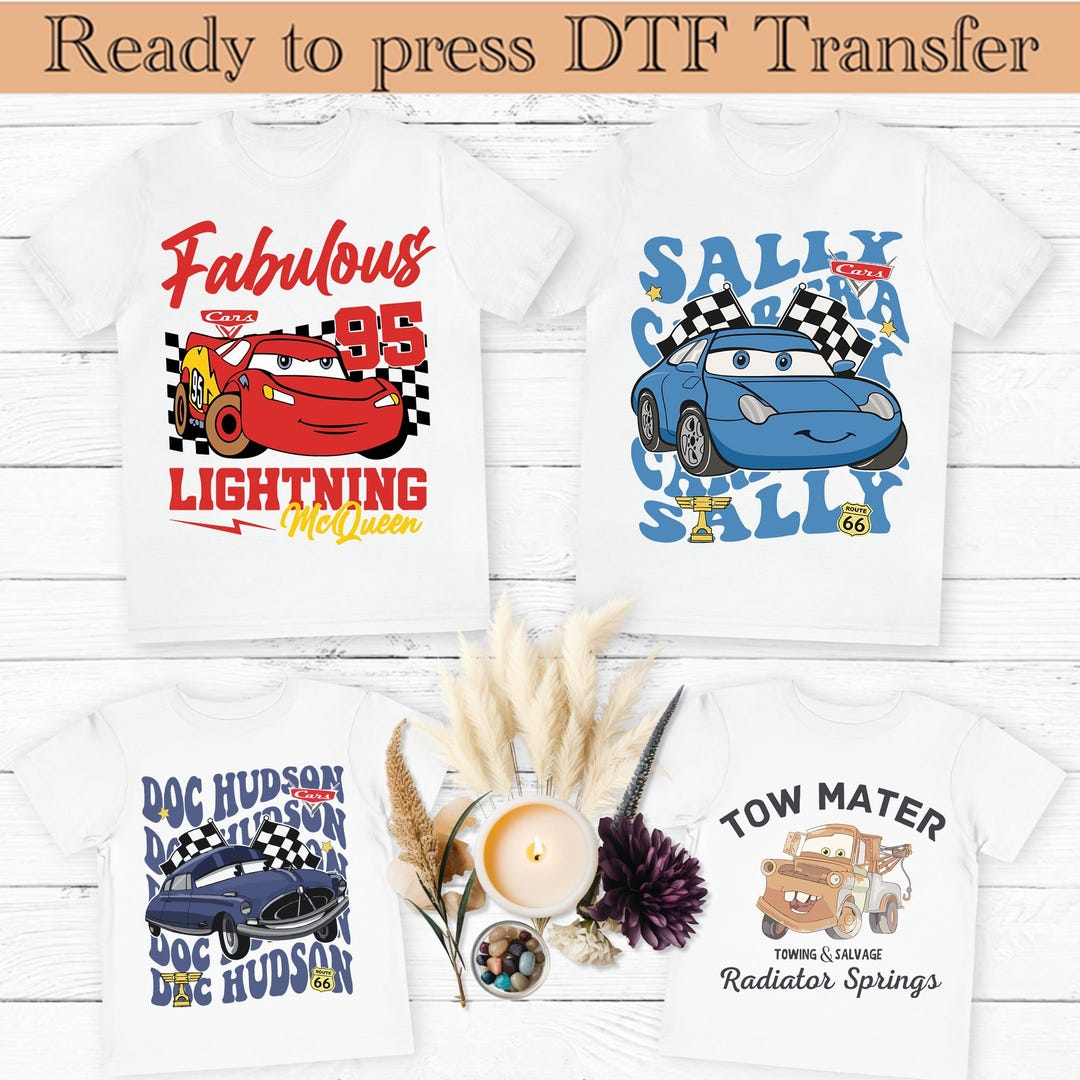 Ready to Press - Cars Friends DTF Transfers, Cars Movie Ready to Press ...