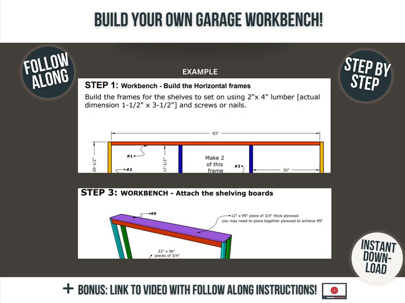Woodworking or Craft Workbench Plans / PDF Digital Diywoodworking Plans ...