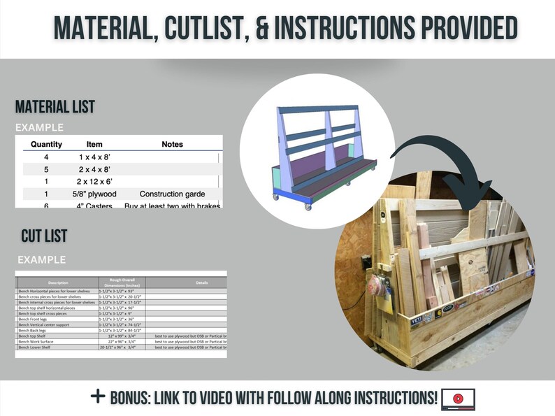 Rolling Lumber Cart Plans / DIY Mobile Wood Storage Plans / Digital ...