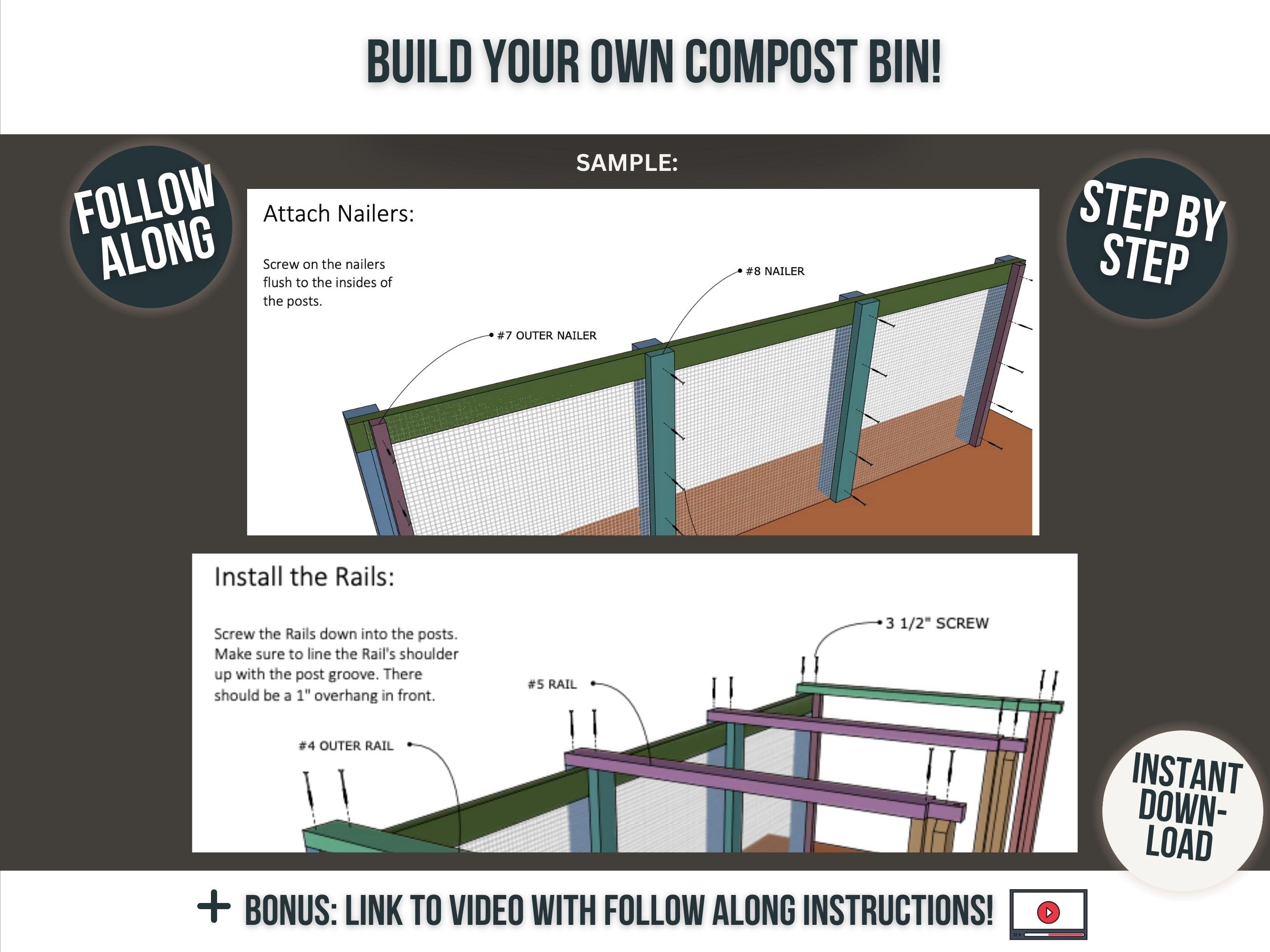 Compost Bin Plans Large / Digital Download Gardening Plans / DIY ...
