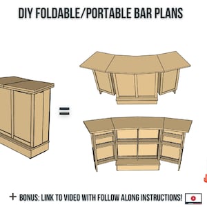 DIY Foldable Bar Plans / Portable Bar Blueprints / Mobile Bar on Wheels ...