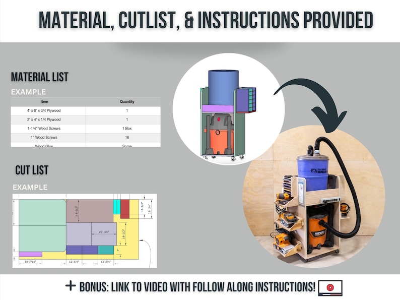 Dust Collection Cart Plans / Printable Digital Woodworking Plans / DIY ...