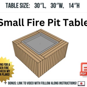 Fire Pit Table Plans - Small / Digital Woodworking Plans / DIY Outdoor ...