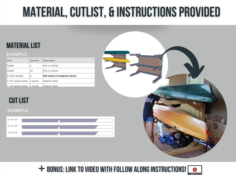 Kayak Storage Rack Plans / Digital Download Woodworking Plans / DIY ...