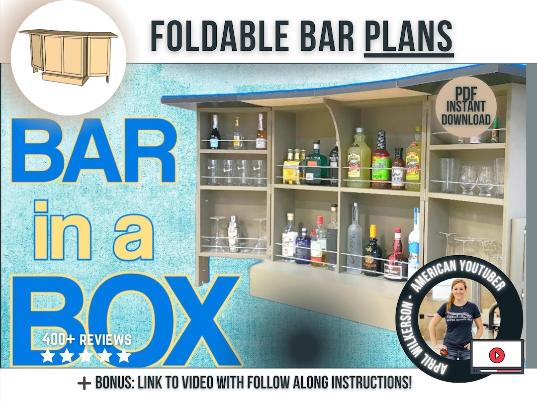DIY Foldable Bar Plans / Portable Bar Blueprints / Mobile Bar on Wheels ...