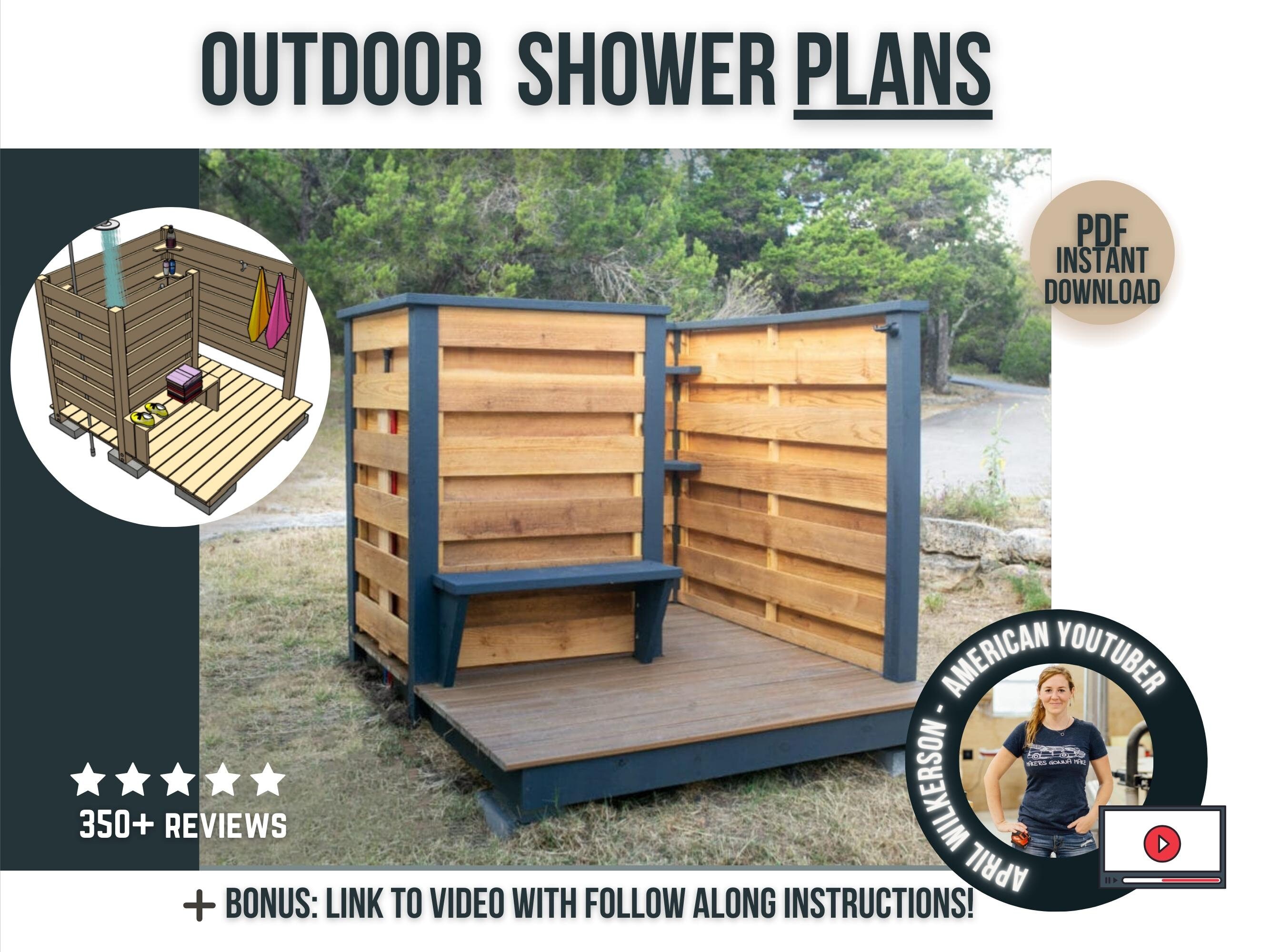 Outdoor Shower Plans / Printable PDF Woodworking Plans / DIY Outdoor ...