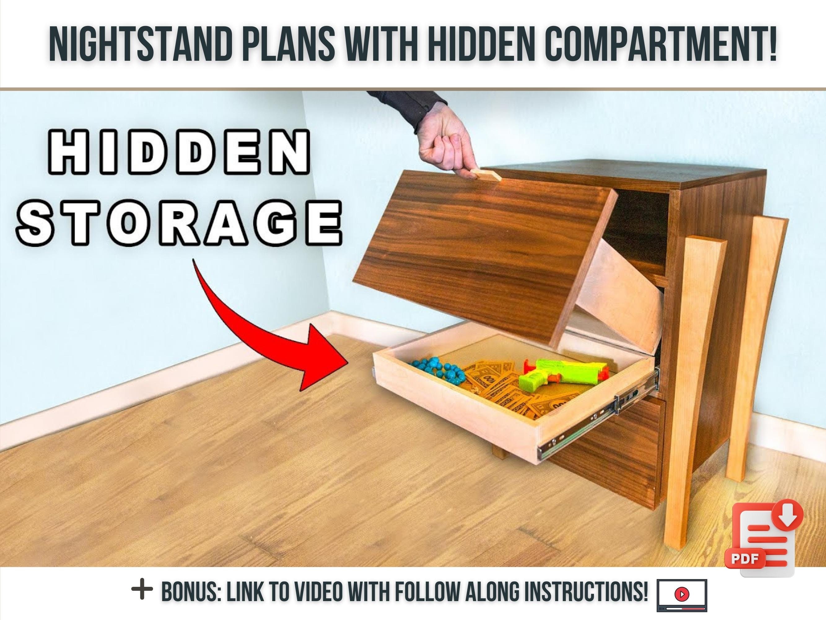 DIY Nightstand Plans With Secret Compartment / Concealment Furniture ...
