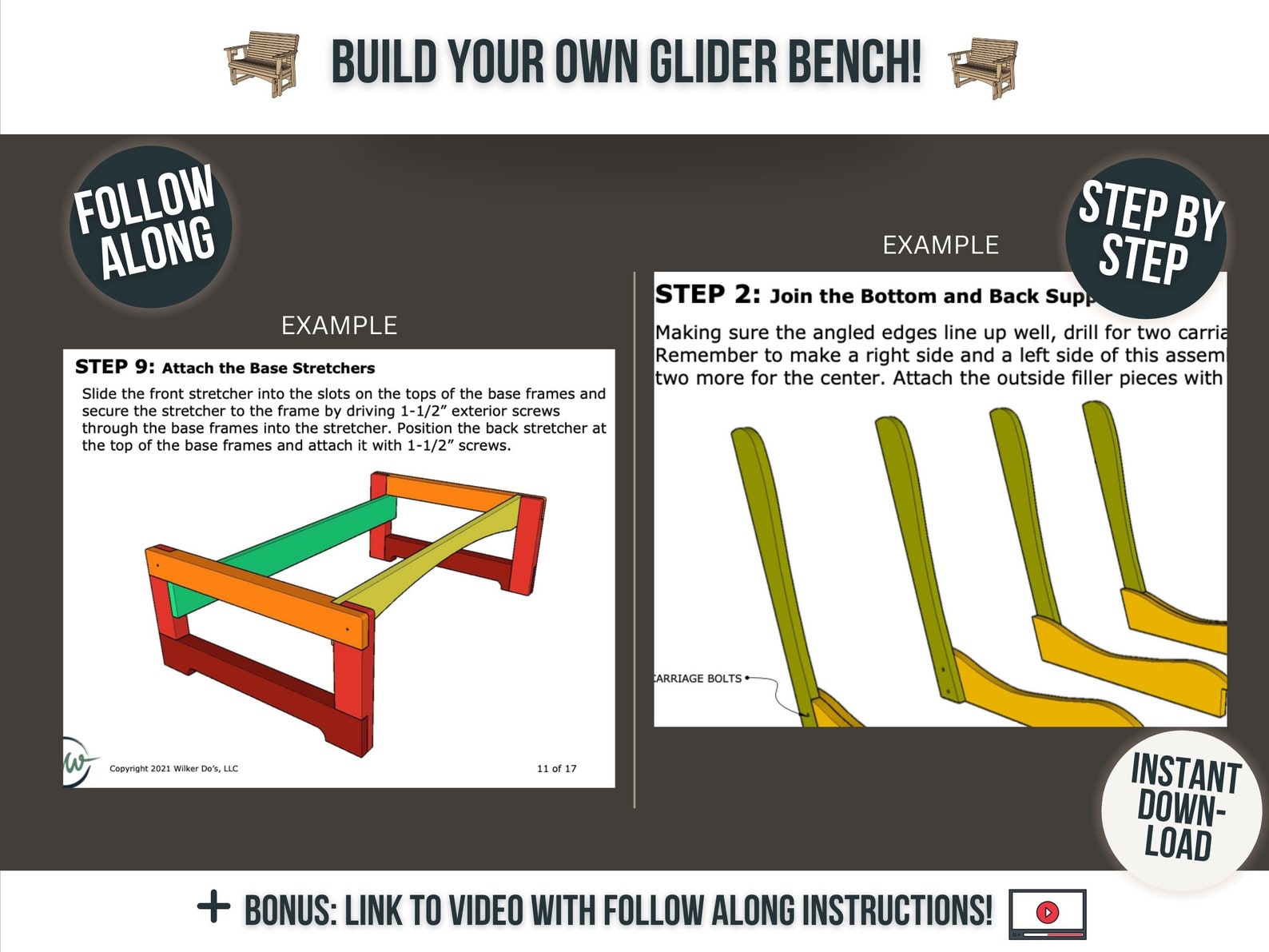 Glider Bench Plans With Template Cut Out / Printable Outdoor DIY ...